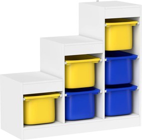 Úložný nábytek pro děti AIYAPLAY se 6 vyjímatelnými boxy, 3 patra, 96 x 38,5 x 90 cm, vícebarevný