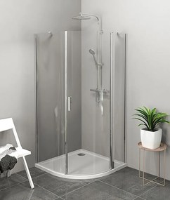 Polysan, ZOOM LINE čtvrtkruhová sprchová zástěna 900x900mm, čiré sklo, pravá, ZL2615R