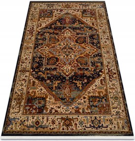 Koberec Vlněný Třásně Ornament rámeček orientální Vintage 80x145 cm