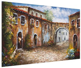 Obraz malované středomořské uličky (120x80 cm)