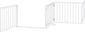 Zábrana pro psy s dvířky skládací 6 panelů bílá 480 cm topol 3155561