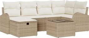 Set pohovek 7 ks Béžová a krémová polyratan 3359090
