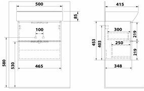 Bruckner NEON skříňka s keramickým umyvadlem 50x41,5 cm, bílá 501.114.0