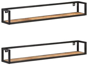 Nástěnné police 2 ks 1120 cm hrubé mangovníkové dřevo 320673