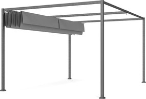 Outsunny Pergola 4x3m Zahradní Pavilon, Ocelová Sluneční Markýza, Zahradní Pavilon s Nastavitelnou Střechou, Volně stojící, Slunečník pro Terasu a Zah