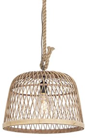 Venkovská závěsná lampa ratan - Calamus