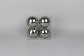 Stříbrné lesklé dekorační kuličky 4ks 6cm