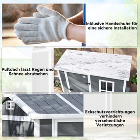 Outsunny Plastový Kůlna na Nástroje 2,1m² 186 x 130 x 199cm Zahradní Kůlna s Šikmou Střechou, Podlahou, Okénkem, Zámkem a Odolností proti Počasí pro …