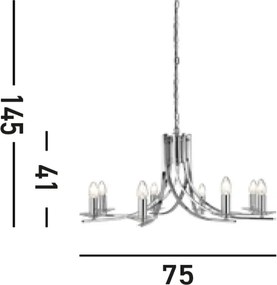 Searchlight 4168-8CC Závěsný osmiramenný lustr ASCONA lesklý chrom