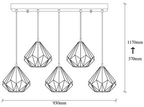 Opviq Stropní svítidlo Diamond - 704-5S1, Černá