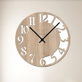 dřevo života Nástěnné hodiny CLOCK Zvolte barvu dekoru: Dub Sonoma, Zvolte velikost hodin (cm): 35x35, Barva ručiček: Černé
