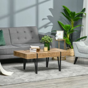 HOMCOM Konferenční stolek Odkládací stolek 105 x 60 x 42 cm s nastavitelnými podnožemi, industriální design, vyrobeno z MDF a kovu, přírodní dřevo | …