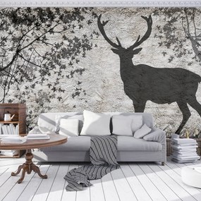 Fototapeta - Stín jelena na šedé zdi (254x184 cm)