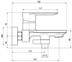 Slezák Rav Nil vanová baterie nástěnná 150 mm šetřící s příslušenstvím černá NL154.5/2CMAT