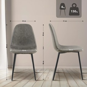 Sada 4 jídelních židlí Napier umělá kůže – tmavě šedá