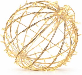 Easy fix 3D LED svítící koule, skládací, pr. 60 cm, teple bílá, bílý kabel, IP67, hliník