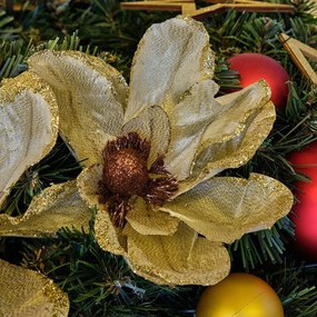 Dekorace umělý květ se svorkou, krémová, 20 cm, látka