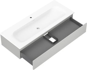 Mexen Rivel, koupelnová skříňka 120 cm s umyvadlem Vela, 1 zásuvka, drážkovaná, šedá matná/bílá, 91A20-12023-1-BF62-W23M01