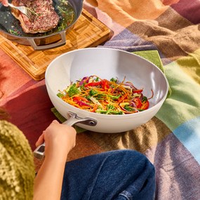 Elmich Základní sada keramických pánví Zen 2 ks – klasická + wok, krémovo zlatá