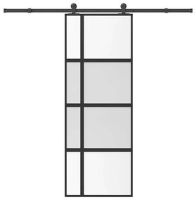 Posuvné dveře s kováním 76x205 cm tvrzeného sklo a hliník 3333034