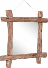 Zrcadlo z polínek přírodní 70 x 70 cm recyklované teakové dřevo 283934