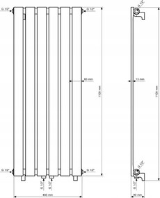 Gamma Vertical, topné těleso 450x1100 mm, 553 W, bílá matná, GMA-VERT-11045-WH