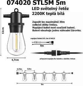 T-LED LED světelný řetěz 10W 230V 5M 074020