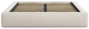 Krémová čalouněná dvoulůžková postel s úložným prostorem s roštem 180x200 cm Simon – Micadoni