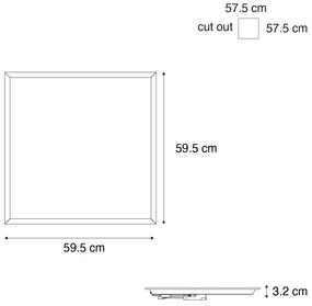 Zapuštěný LED panel bílý čtvercový vč. LED 3000K - 6500K s přepínačem DIP - Seagal