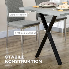 Jídelní stůl HOMCOM pro 6 osob ve vzhledu kamene s ocelovými nohami, šedý 140x80x76cm, moderní a stabilní pro jídelní kout | Aosom.de