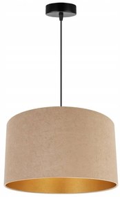 Závěsné svítidlo MEDIOLAN, 1x tmavě obéžové/zlaté textilní stínítko, (fi 35cm)