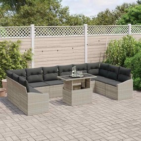 Set pohovek 11 ks Světle šedá polyratan 3349078