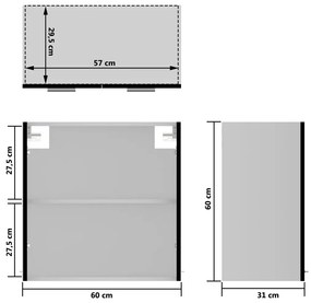 vidaXL Marketos Závěsná skleněná skříňka "Lyon" černá 60 x 31 x 60 cm, dřevěné