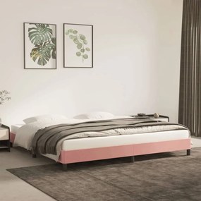Rám postele růžový 200 x 200 cm samet,  346999 HangarStore.cz