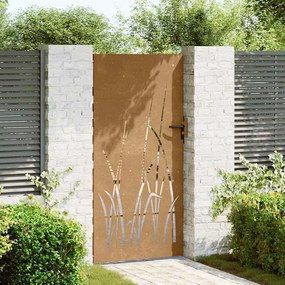 Zahradní branka 85 x 200 cm z cortenové oceli, design s trávou 153225