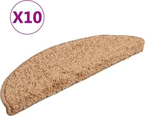 Schodové rohože 10 ks 56 x 17 x 3 cm béžové, půlkulaté 149787