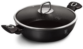 BERLINGERHAUS Pánev WOK s poklicí a mramorovým povrchem 30 cm Black Silver Collection BH-7113