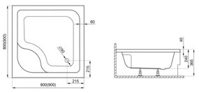 Polimat Čtvercová akrylátová sprchová vanička Tenor 2 80x80 (90x90) Barva: Bílá, Rozměry (cm): 90x90