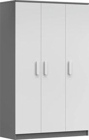 IDZ Šatní skříň SMYK II 3D 19, 120 cm Bílá + Grafit / Barevné úchytky Barva: Modrá