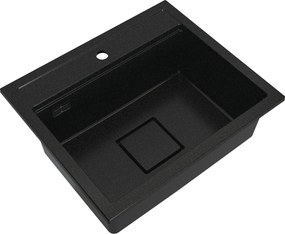 Gamma Quadro 5850, 1-komorový granitový dřez 580x495x220 mm, černá-zlatá, GMA-ZLE000232