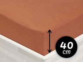 Jersey napínací prostěradlo na extra vysokou matraci JR-025 Skořicové 100 x 200 - výška 40 cm