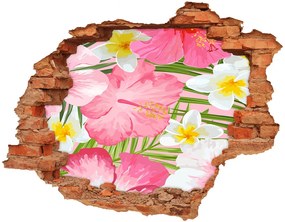 Wallmuralia Nálepka 3D díra na zeď Tropické květiny 90x70 cm