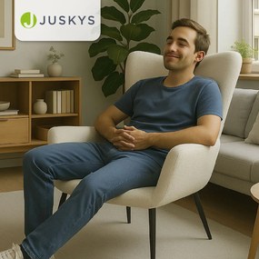 Juskys Křeslo ušák Odense Barva: béžová, Provedení: bez stoličky, Materiál: bouclé