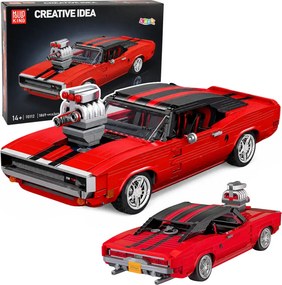 LEAN Toys Stavebnicové kostky – sportovní auto Charger, červené, 1869 dílů