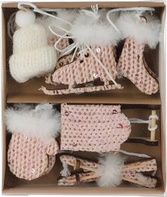 Sada vánočních ozdob v pleteném designu – růžová 13 × 11 cm