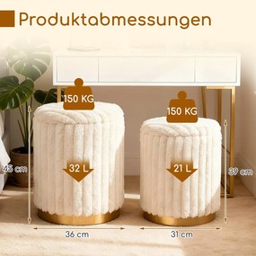 Costway Moderní osmanský set 2 er 32 L + 21 L kulatá stolička s potahem