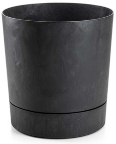 PLASTOVÝ KVĚTINÁČ AZALEA 35X37 CM IMITACE BETONU ČERNÁ