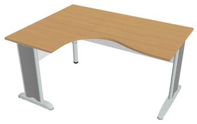 Stůl ergo vlna pravý 160×120/80 cm - Hobis Cross CE 2005 P Dekor stolové desky: buk, Dekor lamino podnože: bílá, Barva nohou: Stříbrná