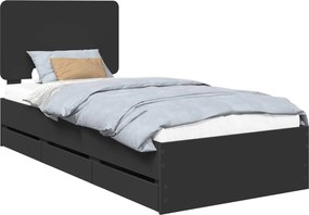 Rám postele se zásuvkou Černá 90 x 190 cm Inženýrské dřevo 3412638