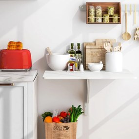 Costway Nástěnný skládací stůl šetřící prostor Skládací – 80 × 60 cm, bílý